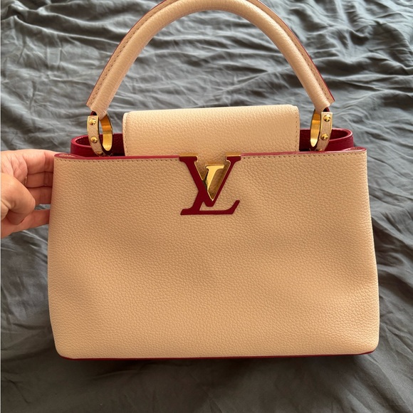 Louis Vuitton | Bags | Louis Vuitton Cream And Red Satchel With ...